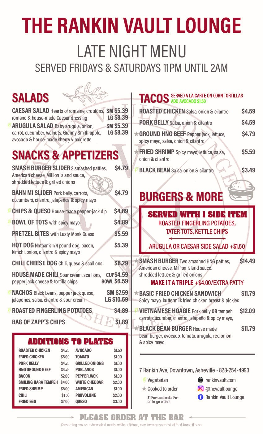 Our Menu – Rankin Vault
